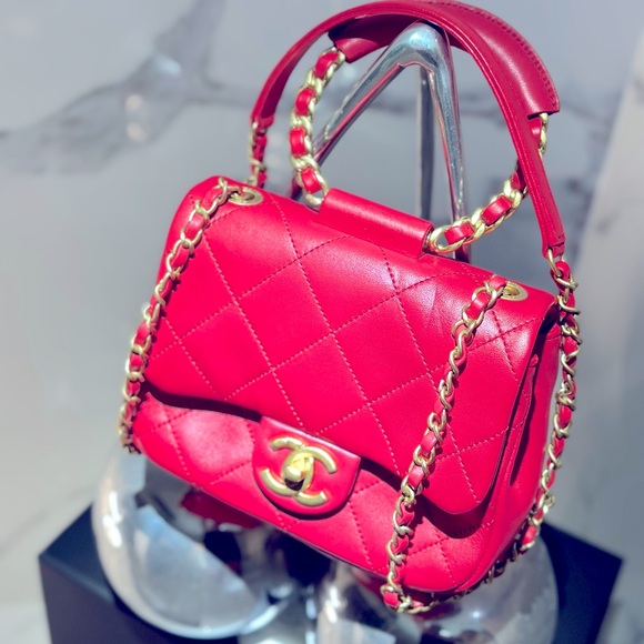CHANEL | Bags | Chanel Brand New Red Gold Handbag With Authentication ...